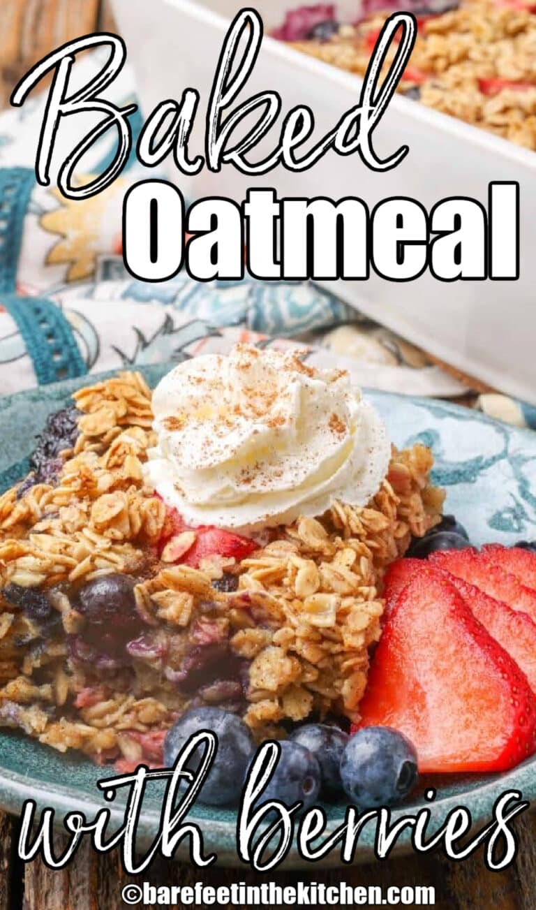 Mixed Berry Baked Oatmeal - Barefeet in the Kitchen