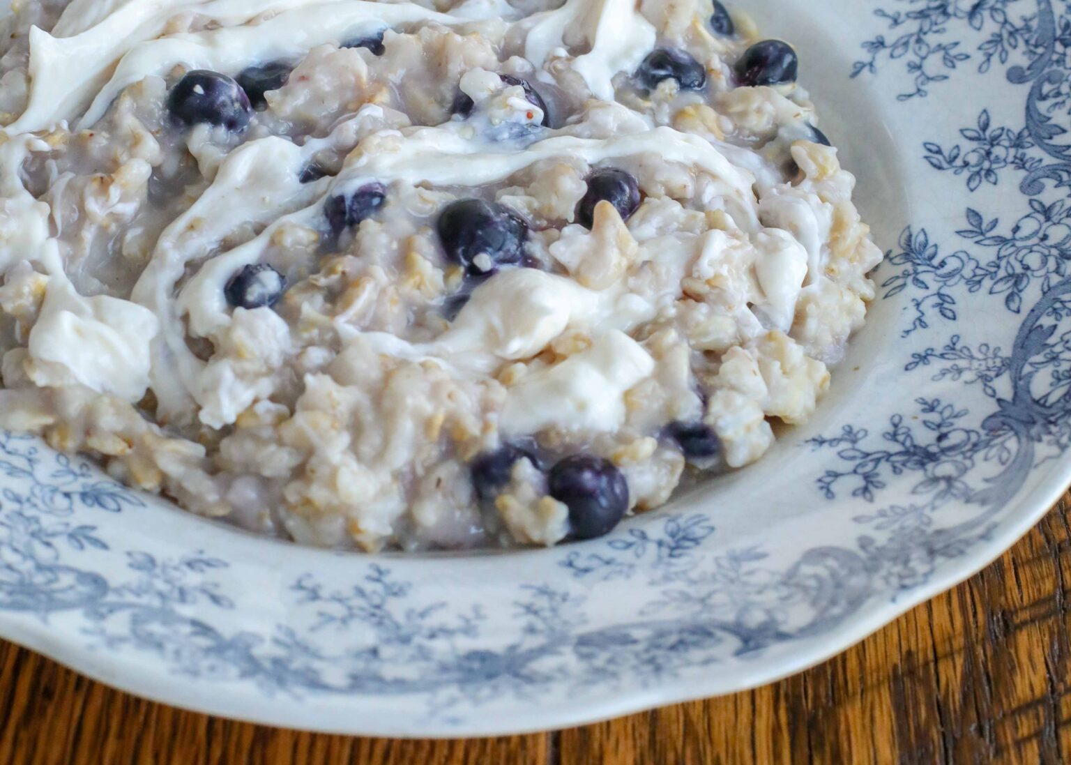Blueberry Cheesecake Oatmeal - Barefeet in the Kitchen