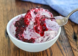 Mixed Berry Ice Cream with Easy Berry Sauce - Barefeet In The Kitchen