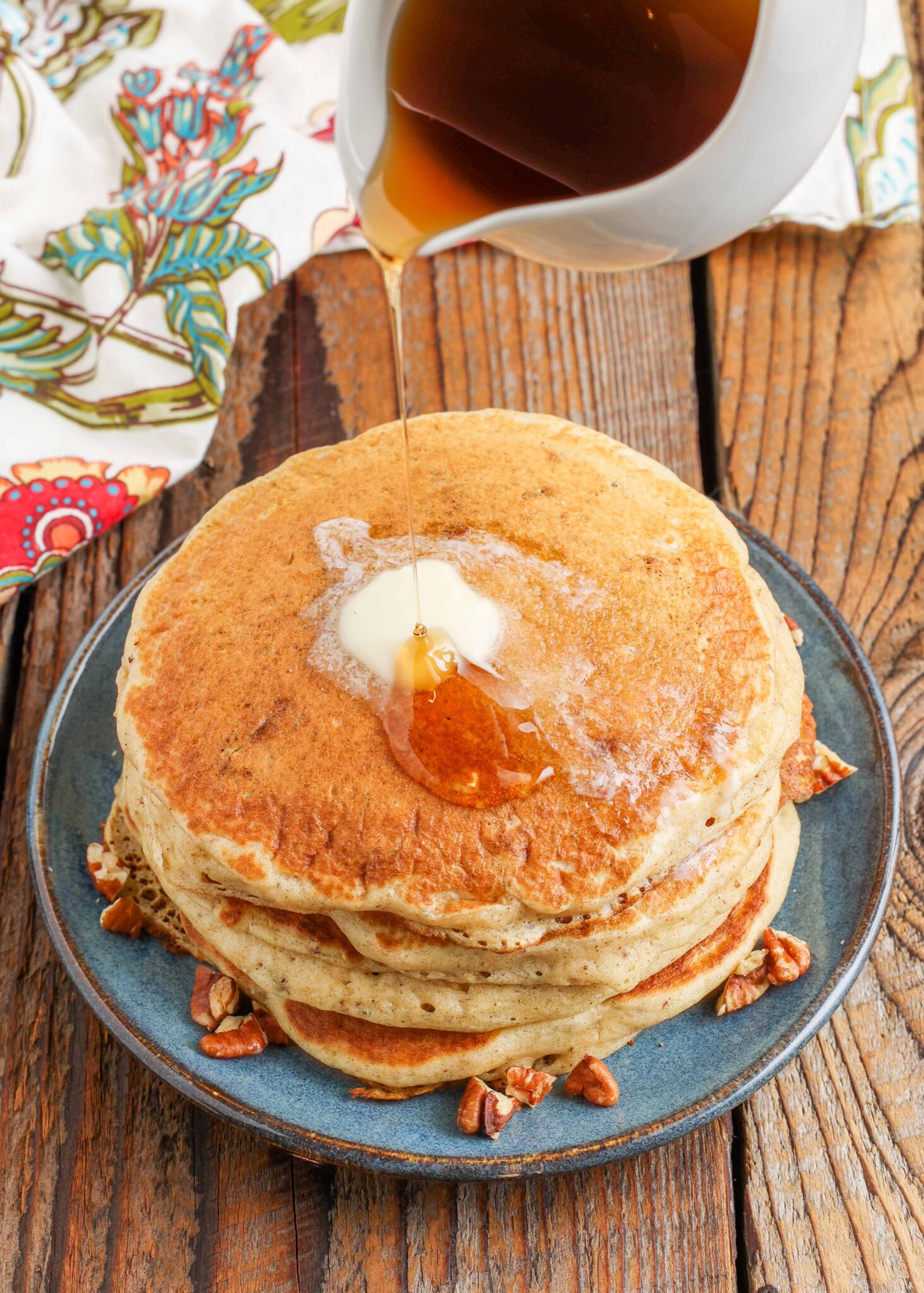 Light Fluffy Pecan Pancakes - Barefeet in the Kitchen