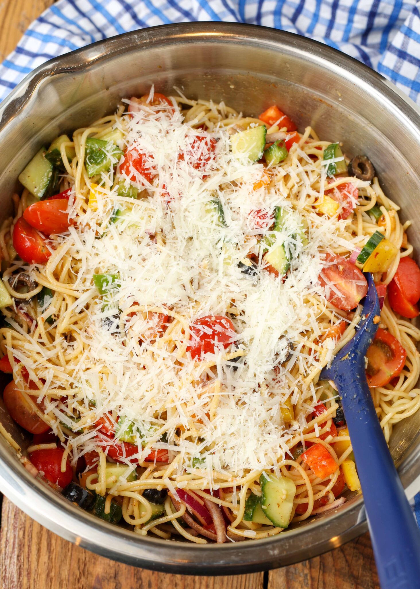 California Spaghetti Salad - Barefeet in the Kitchen