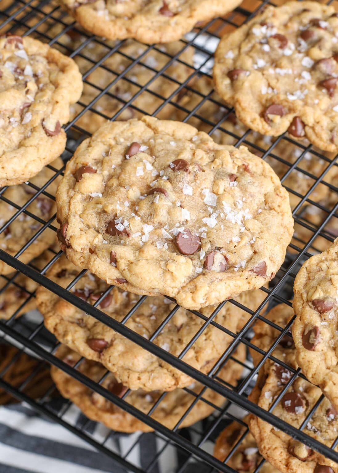Salted Chocolate Chip Cookies - Barefeet in the Kitchen