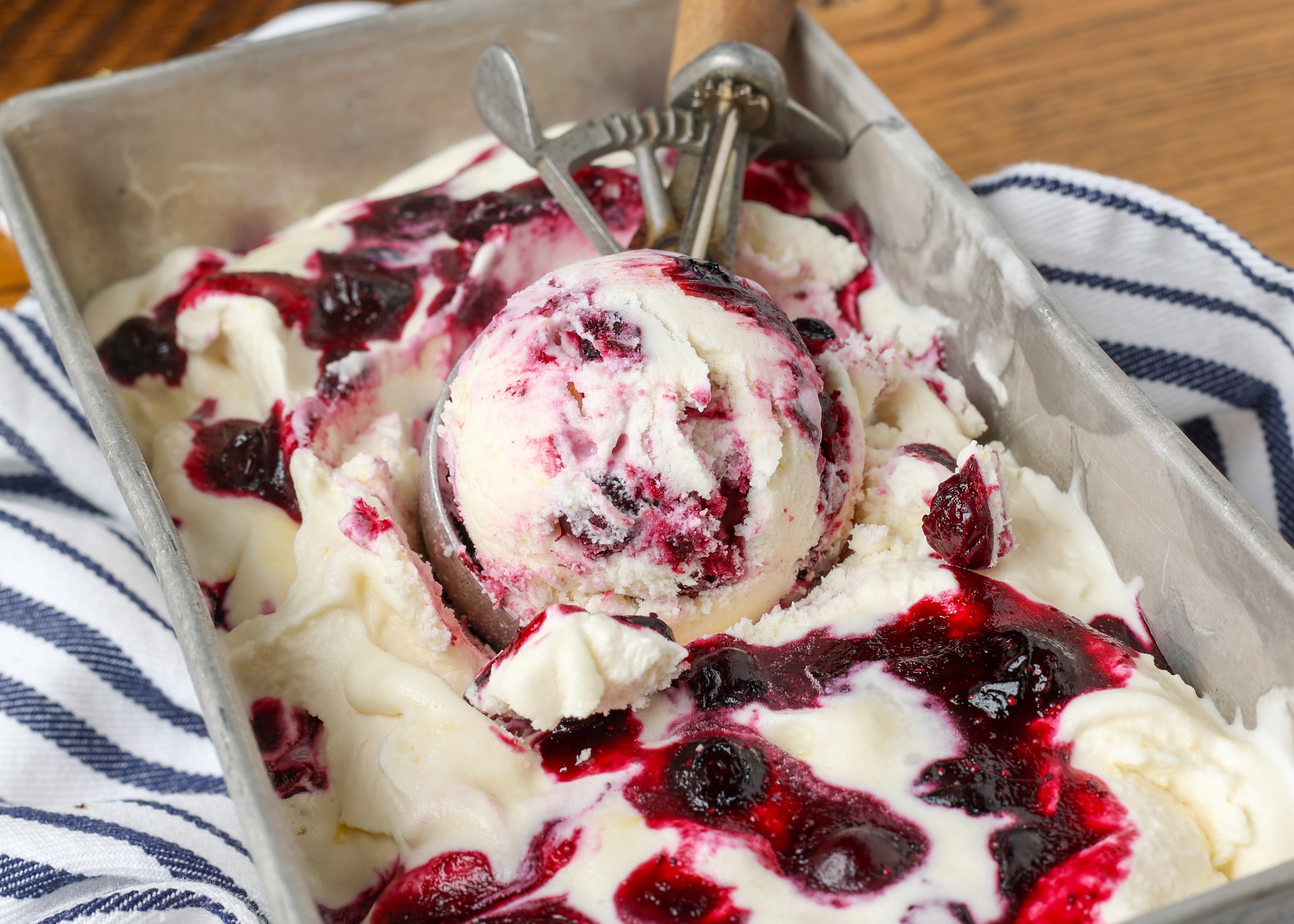 Lemon Blueberry Ice Cream - Barefeet in the Kitchen
