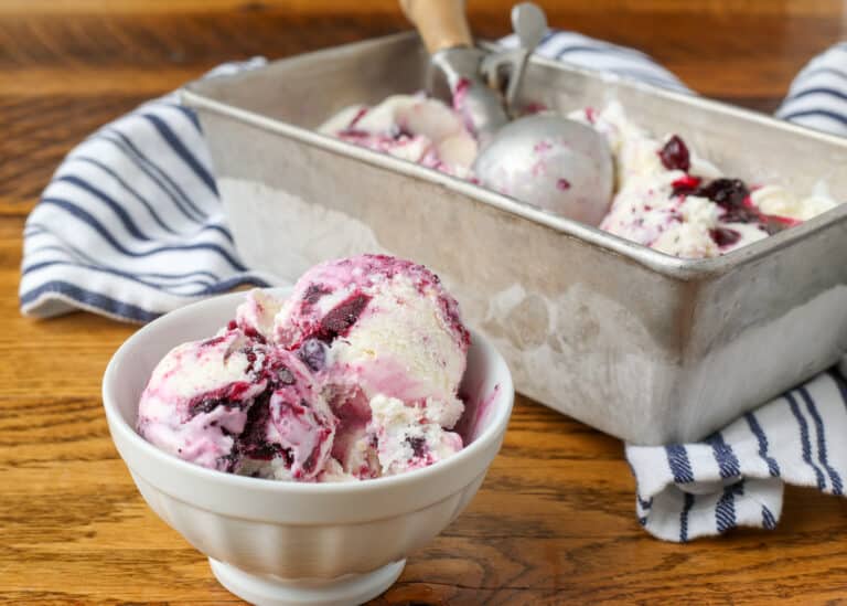 Lemon Blueberry Ice Cream - Barefeet in the Kitchen