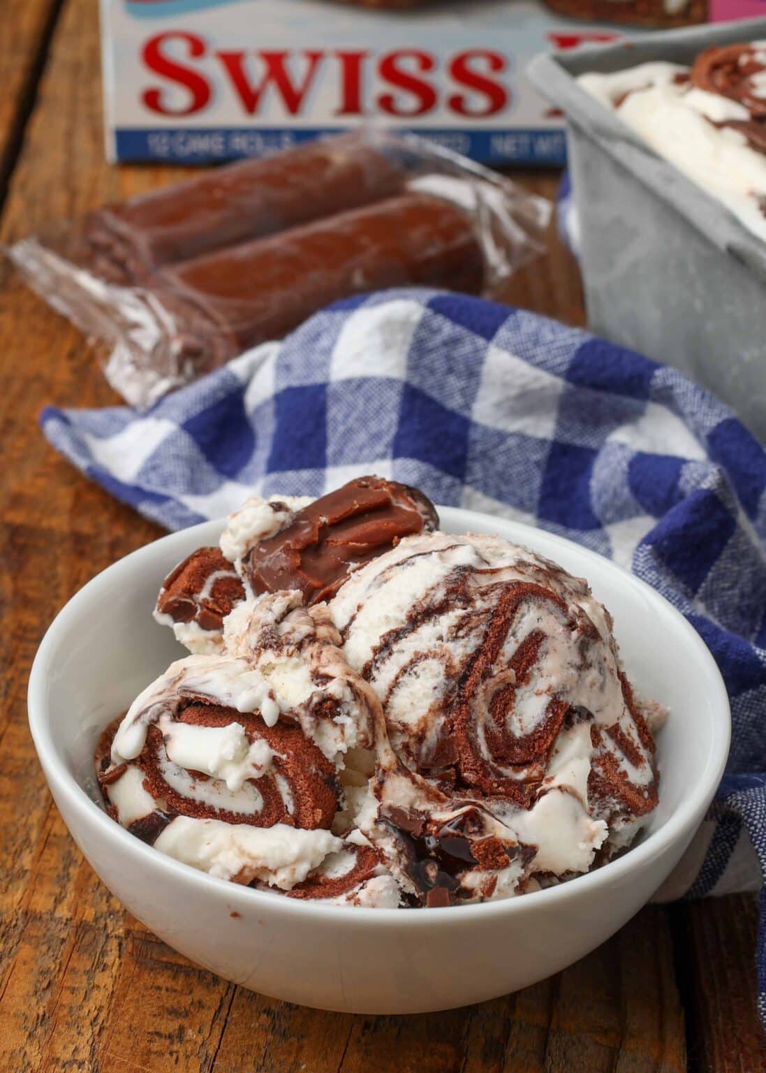 Swiss Roll Ice Cream - Barefeet in the Kitchen