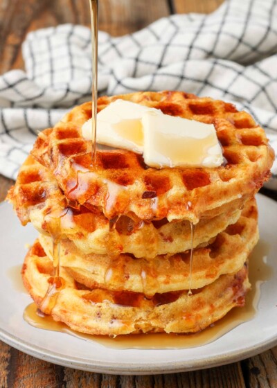 Corn Bacon Cheddar Waffles - Barefeet in the Kitchen